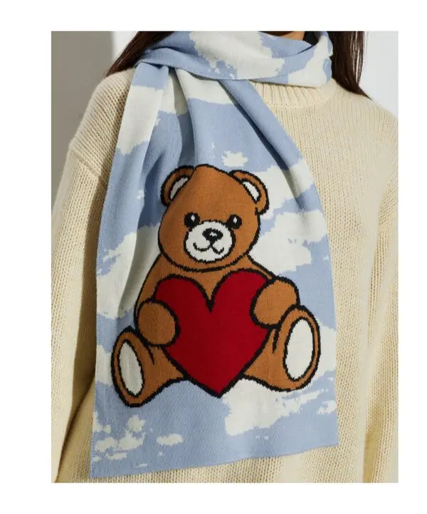 Moschino Teddy Bear Intarsia Scarf