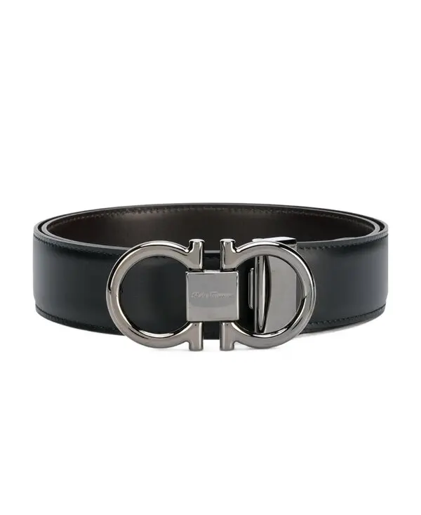 FERRAGAMO Double-sided Adjustable Buckle Belt - Black