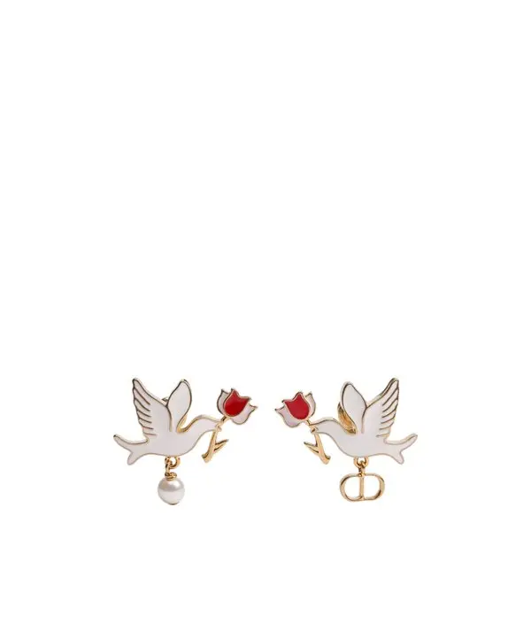 Dior Dioramour Doves Roses Earrings - White