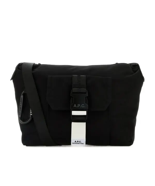 A.p.c. Logo Printed Zipped Shoulder Bag - Black