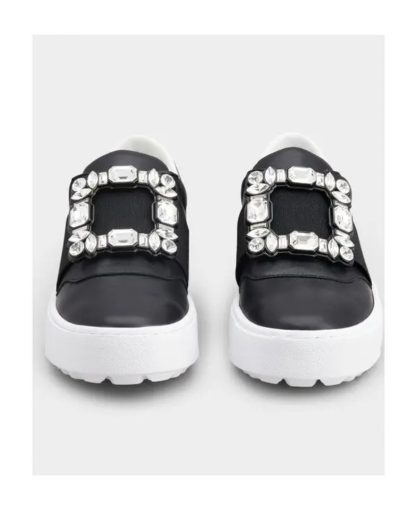 ROGER VIVIER Very Vivier Strass Buckle Sneakers In Leather