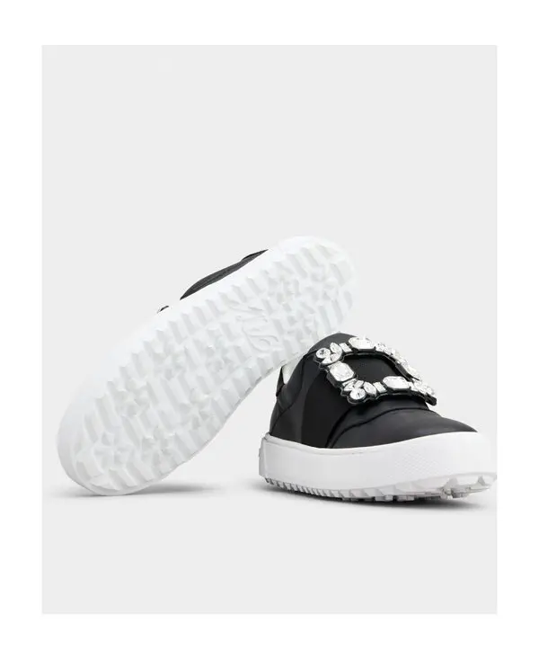 ROGER VIVIER Very Vivier Strass Buckle Sneakers In Leather