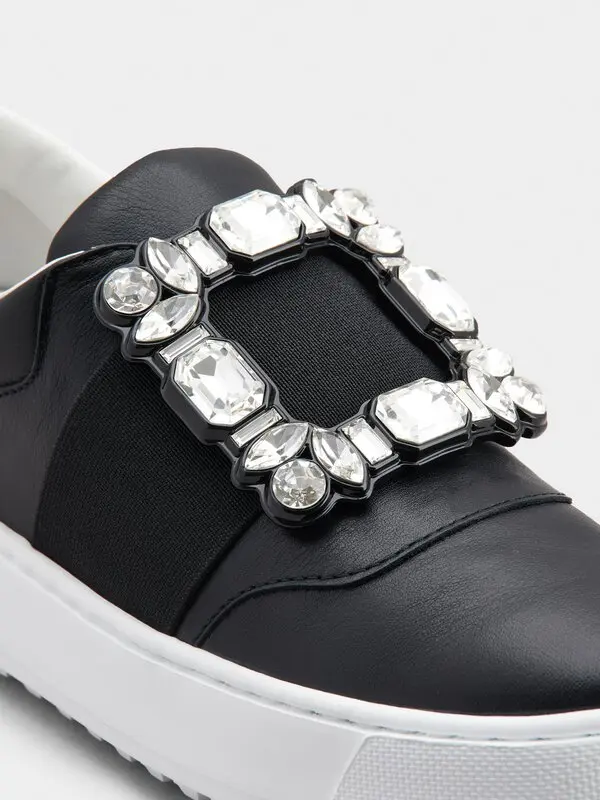 ROGER VIVIER Very Vivier Strass Buckle Sneakers In Leather