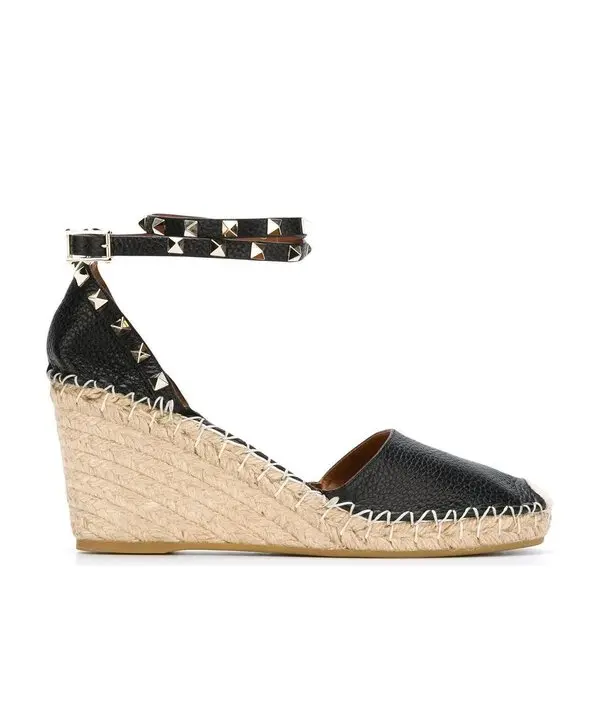 Valentino Garavani Rockstud 85mm Wedge Espadrilles - Nude