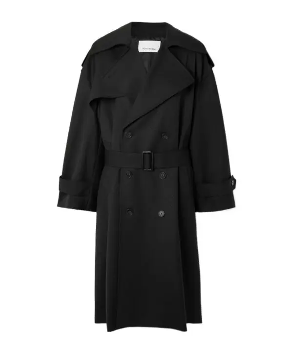 THE FRANKIE SHOP Double-breasted Trench Coat - Black
