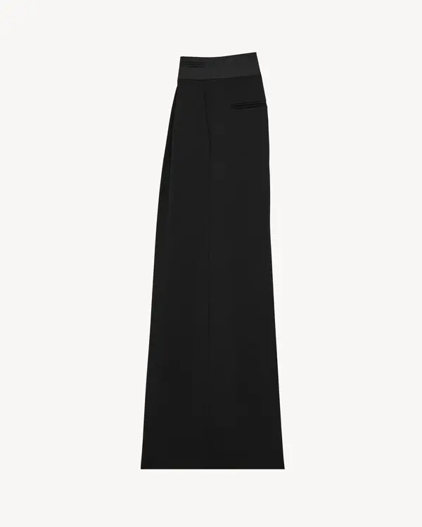 Saint Laurent Wide-leg Tuxedo Pants In Grain De Poudre
