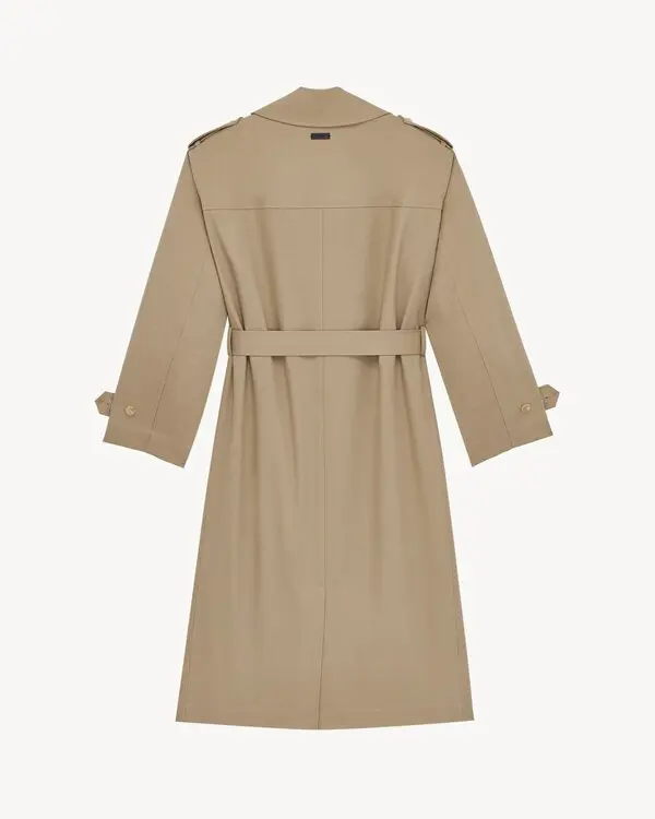 Saint Laurent Trench Coat In Bonded Cotton