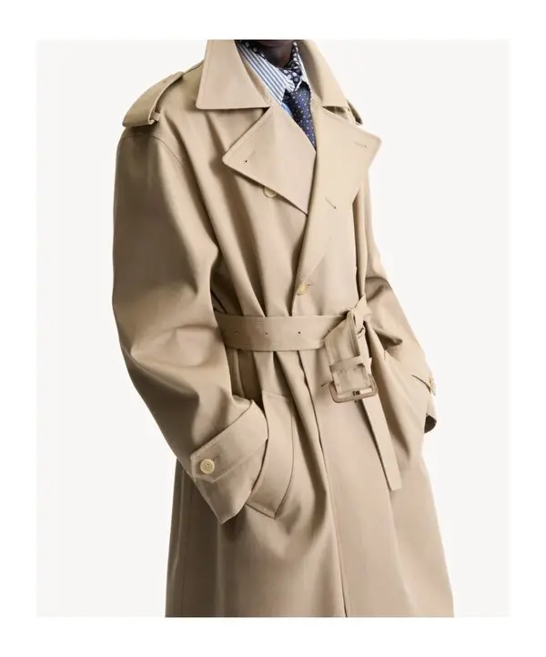 Saint Laurent Trench Coat In Bonded Cotton