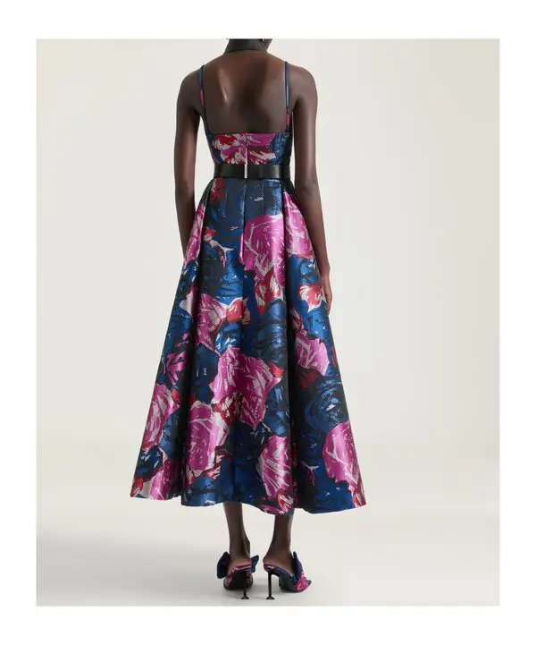 Givenchy Sliced Long Dress In Floral Jacquard