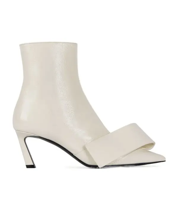Givenchy Twisted Ribbon Ankle Boots In Shiny Naplack Leather - Ivory