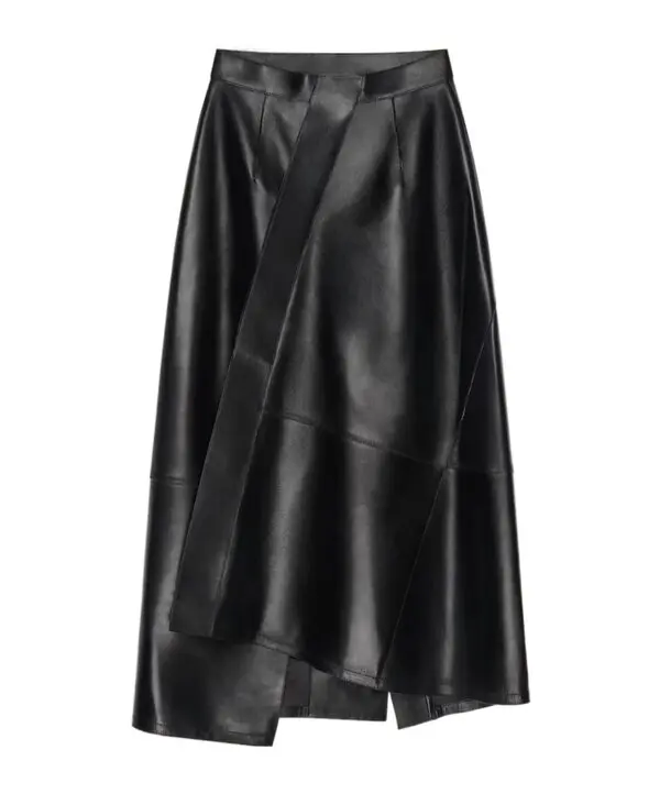 Givenchy Midi Asymmetric Leather Skirt