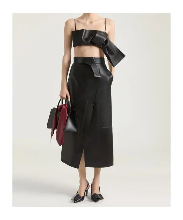 Givenchy Midi Asymmetric Leather Skirt