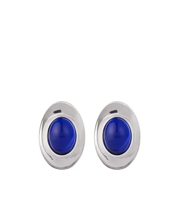 Givenchy Sculpted Gem Earrings In Metal And Resin - Blue/silver