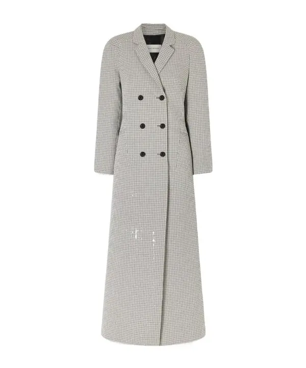 Dries Van Noten Ronna Checked Long Coat - Gray
