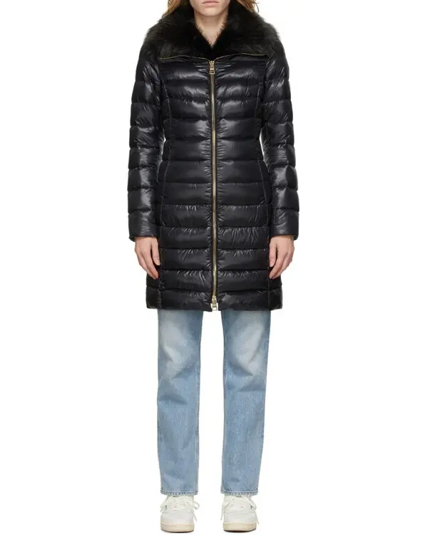 Herno Mid-length Quilted Down Puffer Coat With Fur Trim