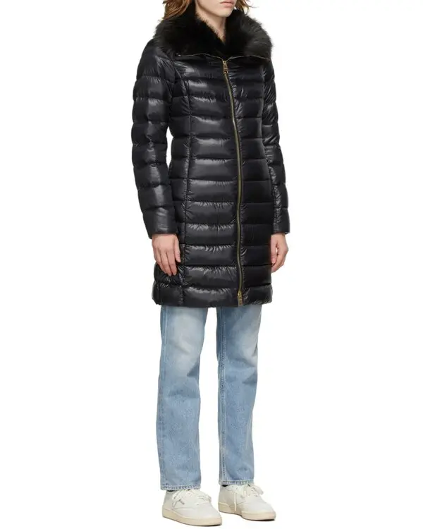 Herno Mid-length Quilted Down Puffer Coat With Fur Trim