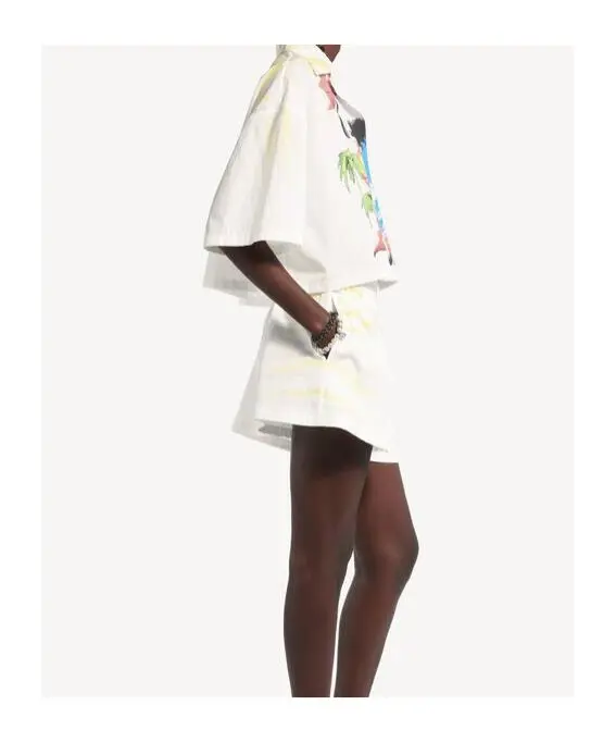 Balenciaga Extreme Tie Dye Bowling Shirt With Printed Artwork - White/yellow