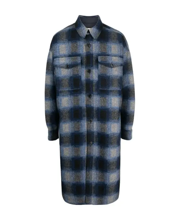 Isabel Marant Étoile Plaid-check Long Coat - Black
