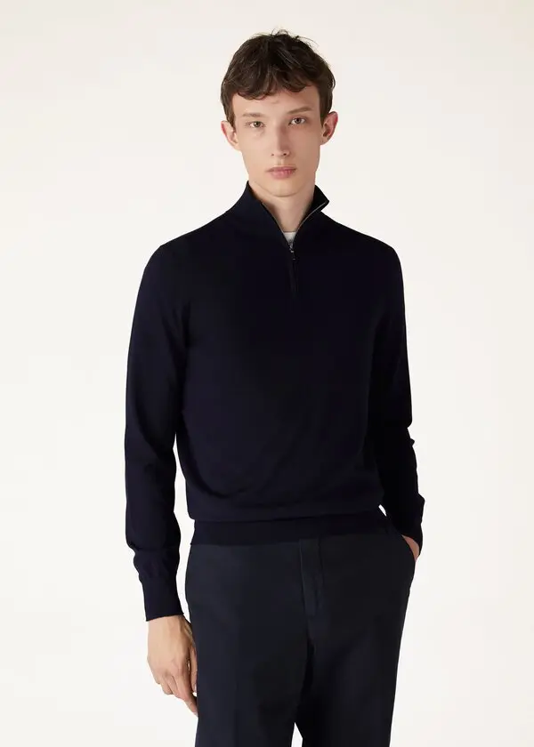 Loro Piana Freshly Cut Wool Semi-zipper Sweater