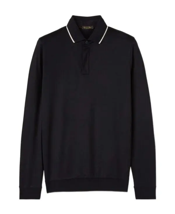 Loro Piana Freshly Cut Wool Knitted Polo Shirt - Black