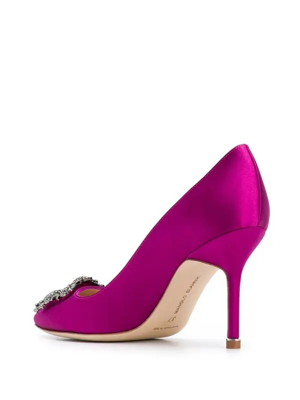 Manolo Blahnik Hangisi Embellished Satin Pumps