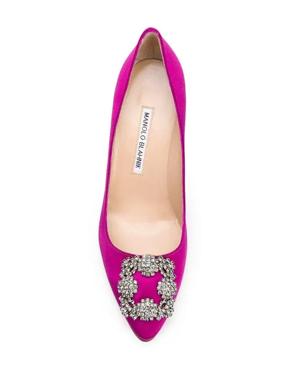 Manolo Blahnik Hangisi Embellished Satin Pumps