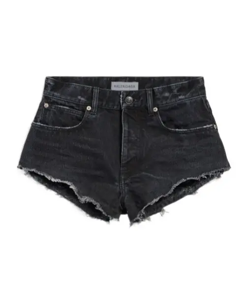 Balenciaga Distressed Denim Mini Shorts - Navy/black