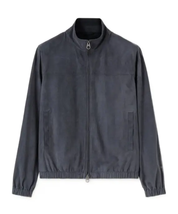 Loro Piana Bomber Jacket With Stand Collar And Two-way Zipper - Navy Blue