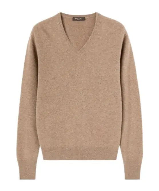 Loro Piana V-neck Cashmere Long-sleeved Sweater - Nude