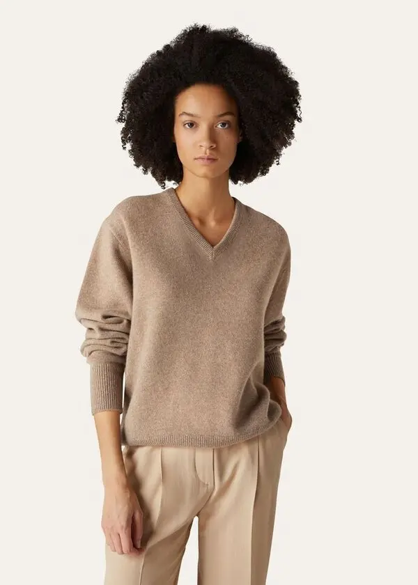 Loro Piana V-neck Cashmere Long-sleeved Sweater