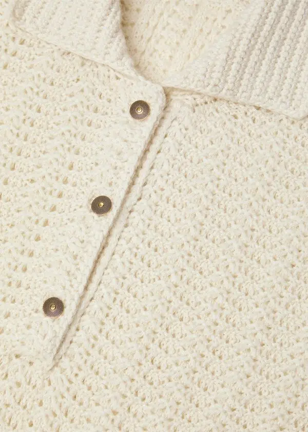 Loro Piana Knit Cap Sleeve Shirt Collar Dress