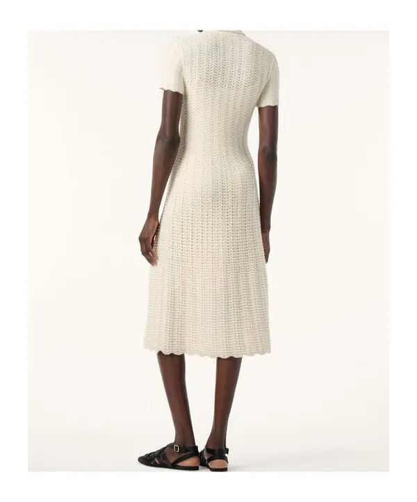 Loro Piana Knit Cap Sleeve Shirt Collar Dress