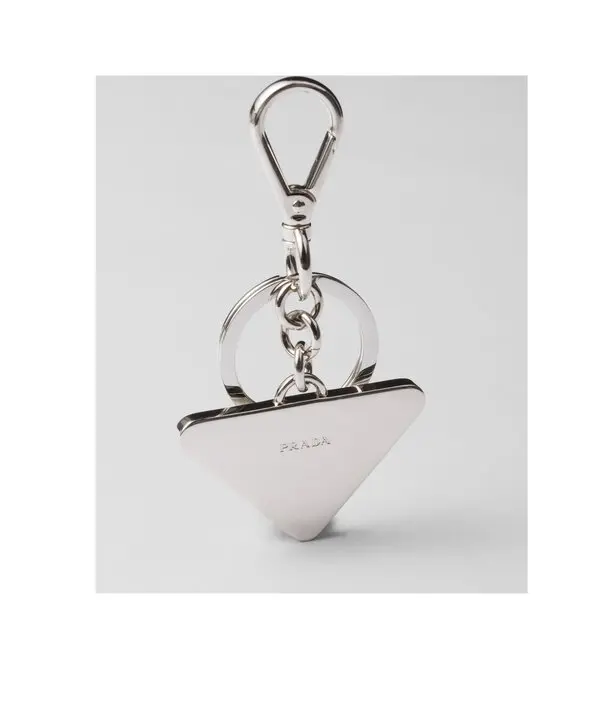 Prada Saffiano Leather And Metal Keychain