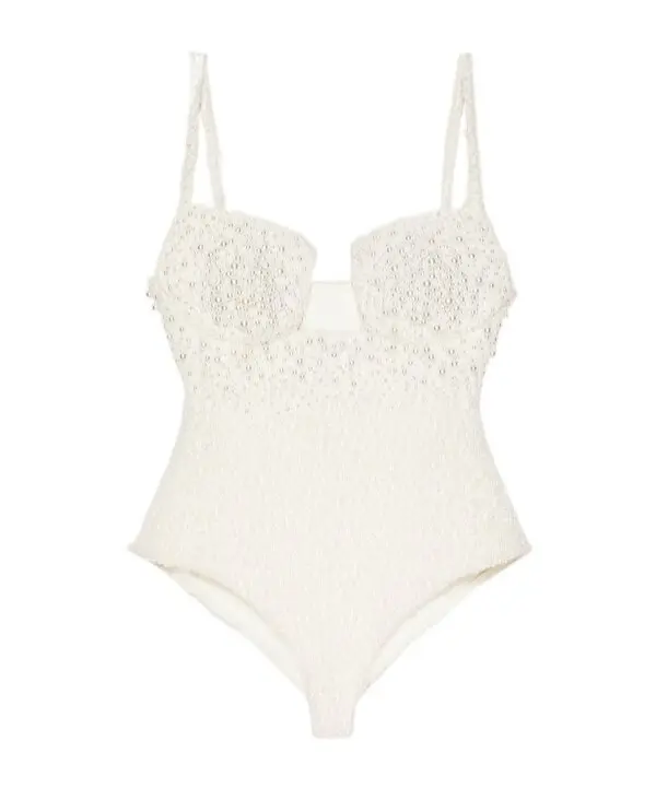 Givenchy Cutaway Bodysuit In Knit With Embroidered Pearls