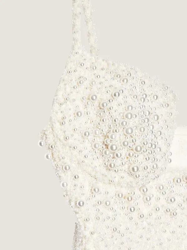 Givenchy Cutaway Bodysuit In Knit With Embroidered Pearls