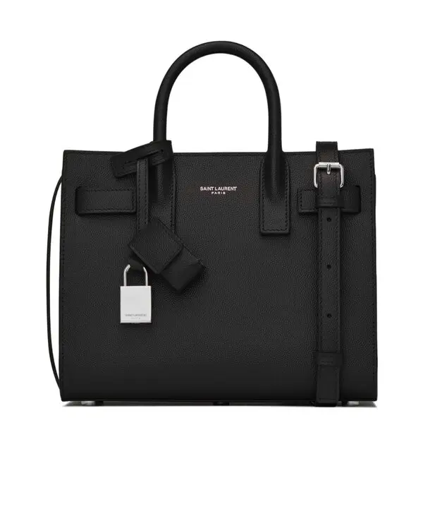 Saint Laurent Sac De Jour Nano Handbag In Embossed Leather - Black