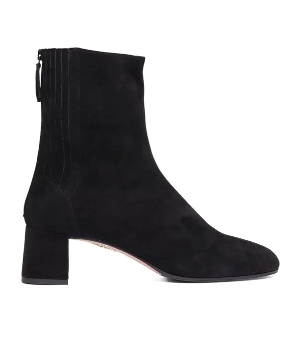 AQUAZZURA Square-toed Block Heel Ankle Boots - Black