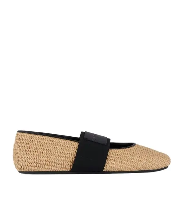 Givenchy Sliced Square Raffia-effect Ballerinas - Nude