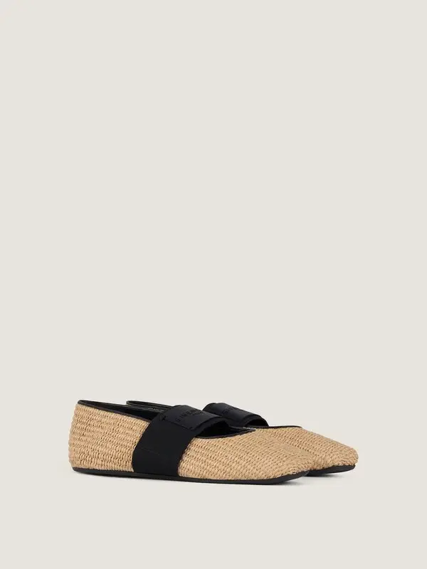 Givenchy Sliced Square Raffia-effect Ballerinas