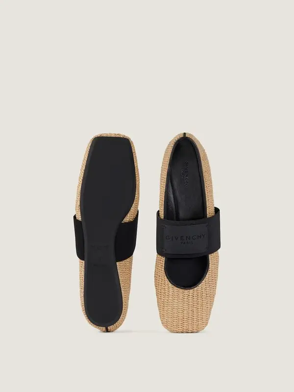 Givenchy Sliced Square Raffia-effect Ballerinas