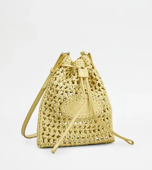 TOD'S Bucket Bag In Raffia And Leather Mini