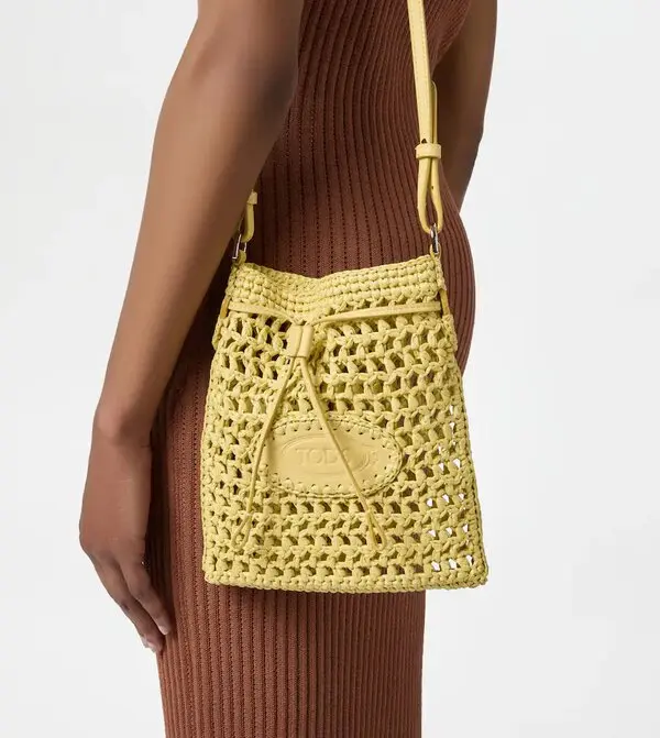 TOD'S Bucket Bag In Raffia And Leather Mini