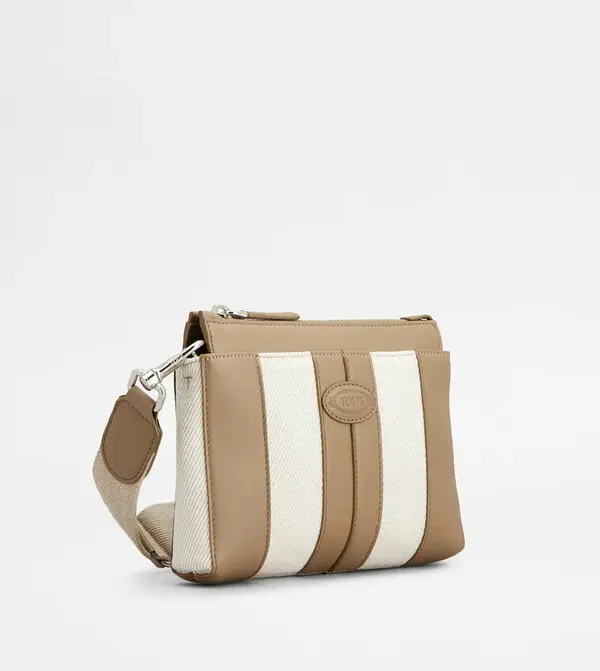 TOD'S Di Bag Crossbody Bag In Leather And Canvas Mini