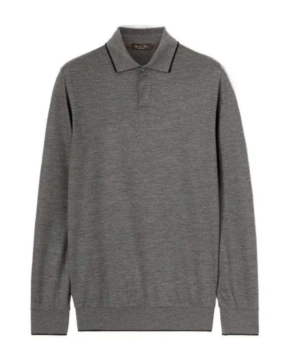 Loro Piana Lapel Long-sleeved Wool Sweater - Gray