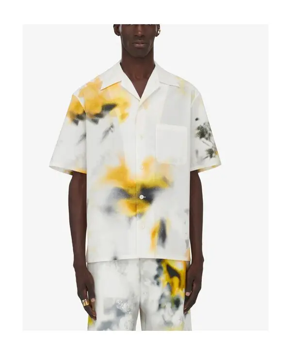 Alexander McQueen Obscured Flower Buttoned Bowling Shirt