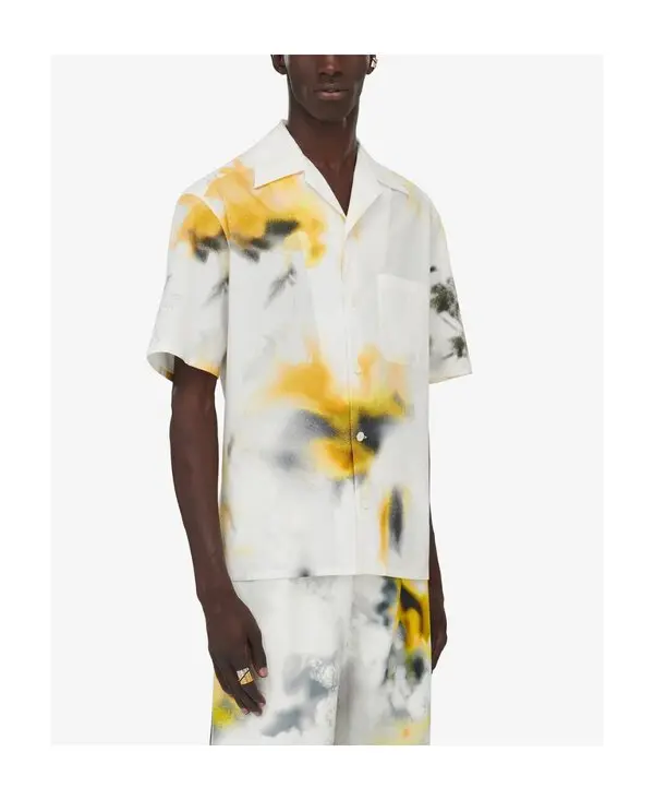 Alexander McQueen Obscured Flower Buttoned Bowling Shirt