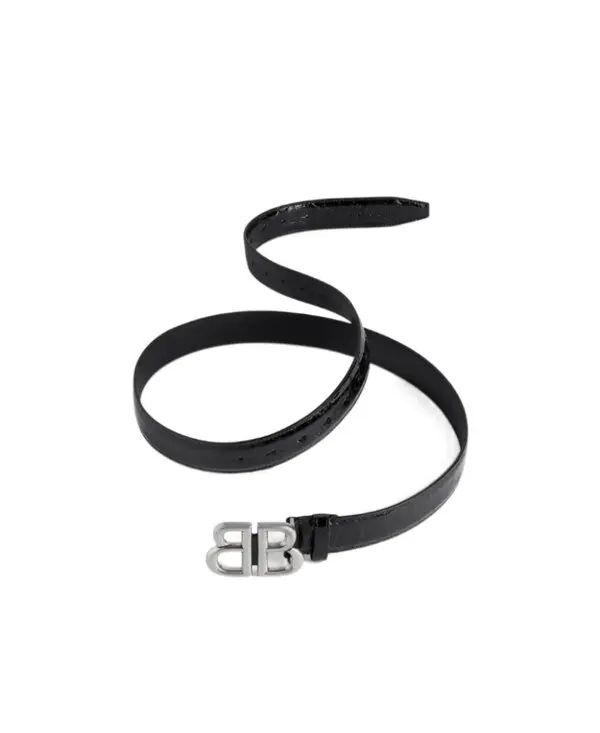 Balenciaga Monaco Logo Plaque Belt - Black