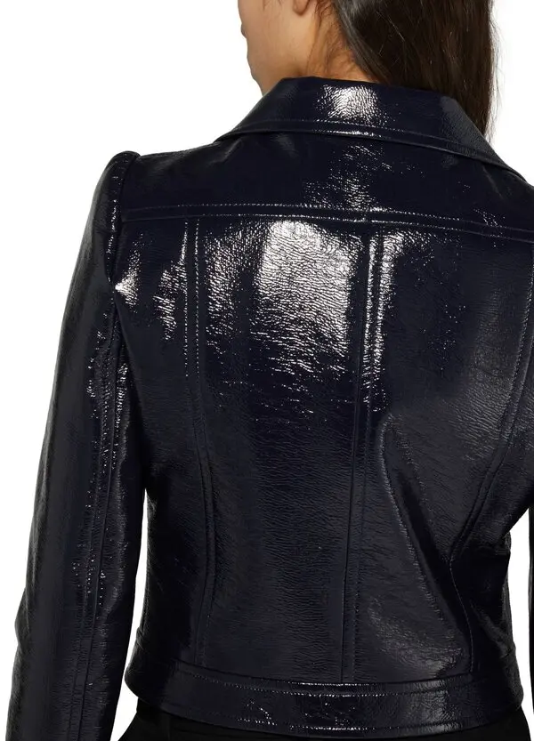 COURREGES Long-sleeved Logo Leather Jacket