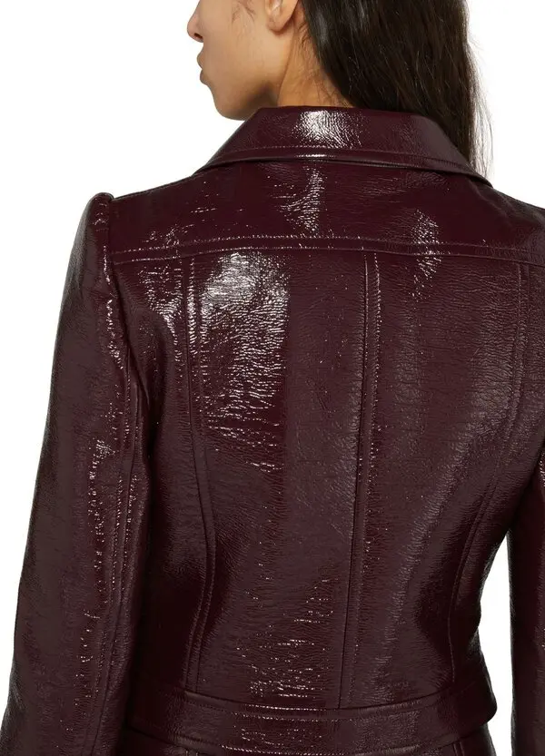 COURREGES Long-sleeved Logo Leather Jacket