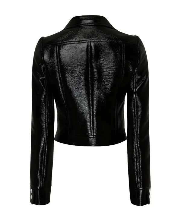 COURREGES Long-sleeved Logo Leather Jacket